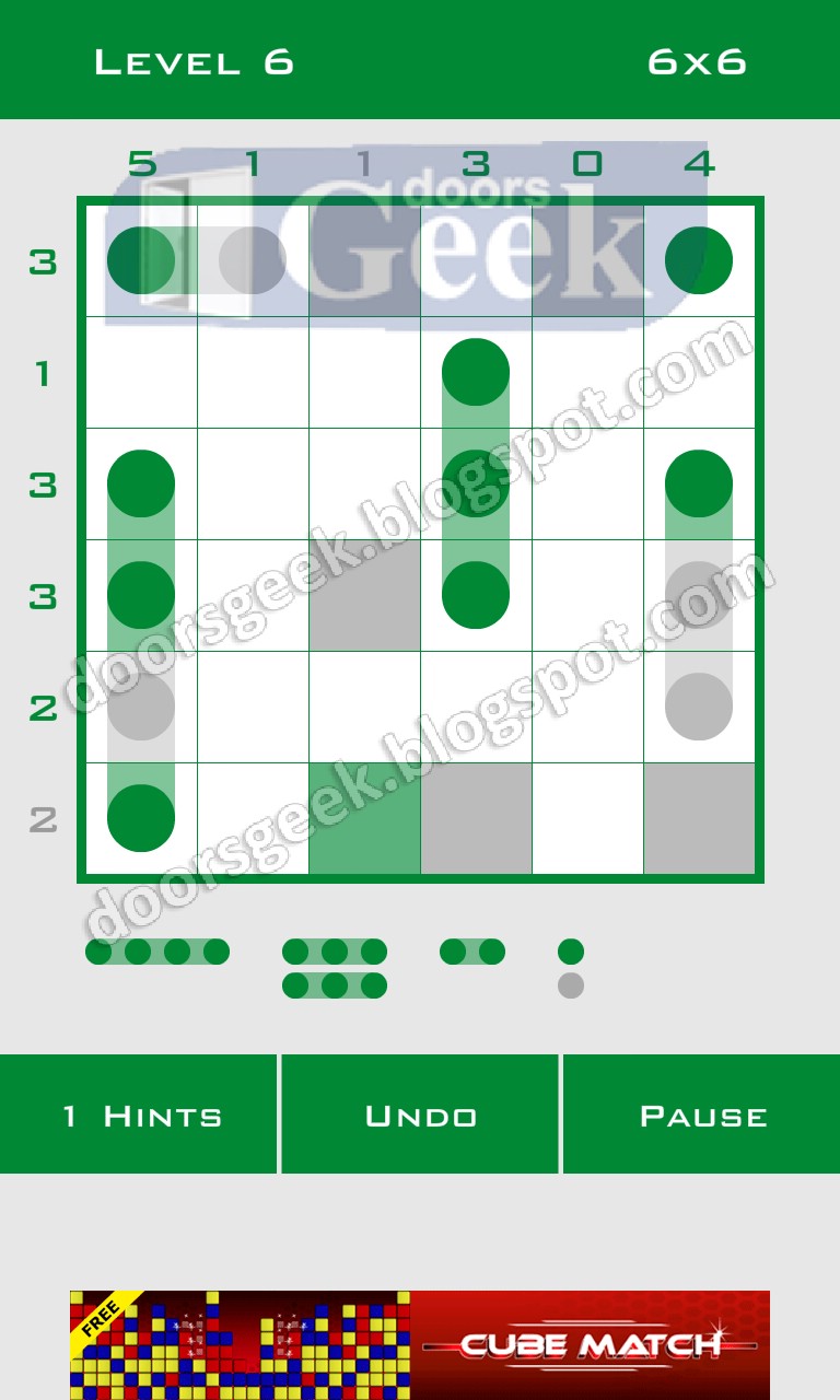 Logic Dots [6x6] Level 6 Solution ~ Doors Geek